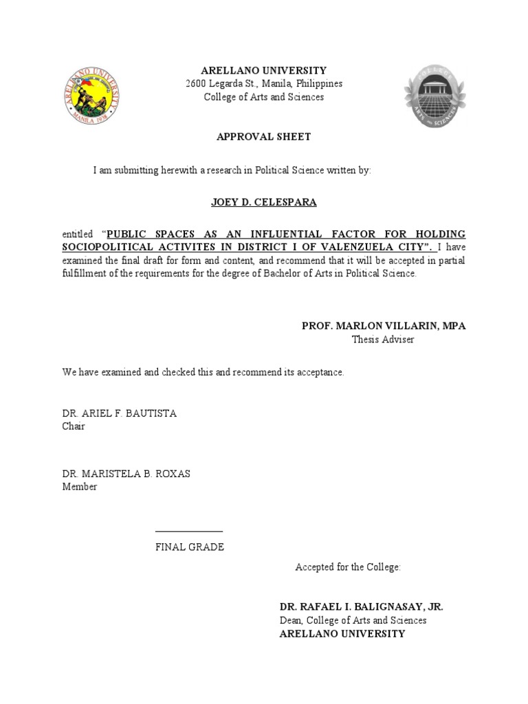 Thesis Approval Sheet | PDF