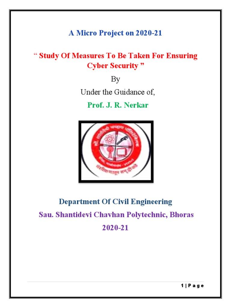 " Study of Measures To Be Taken For Ensuring: A Micro Project On 2020 ...