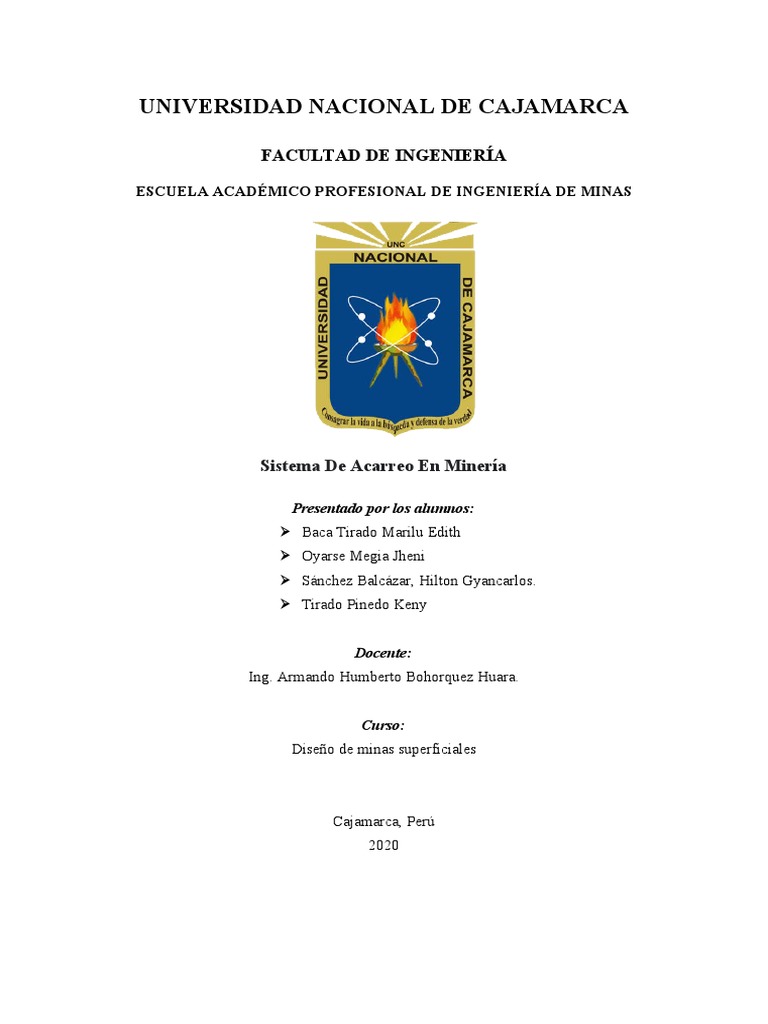 Sistema de Acarreo en Minería Superficial | PDF | Minería | Transporte