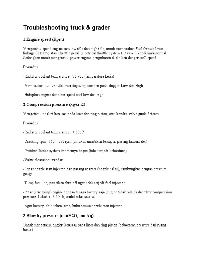 Troubleshooting Truck & Grader | PDF