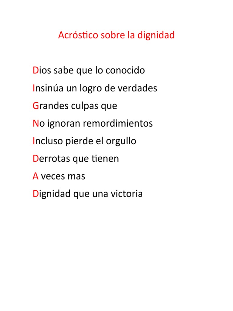 Acróstico Sobre La Dignidad | PDF