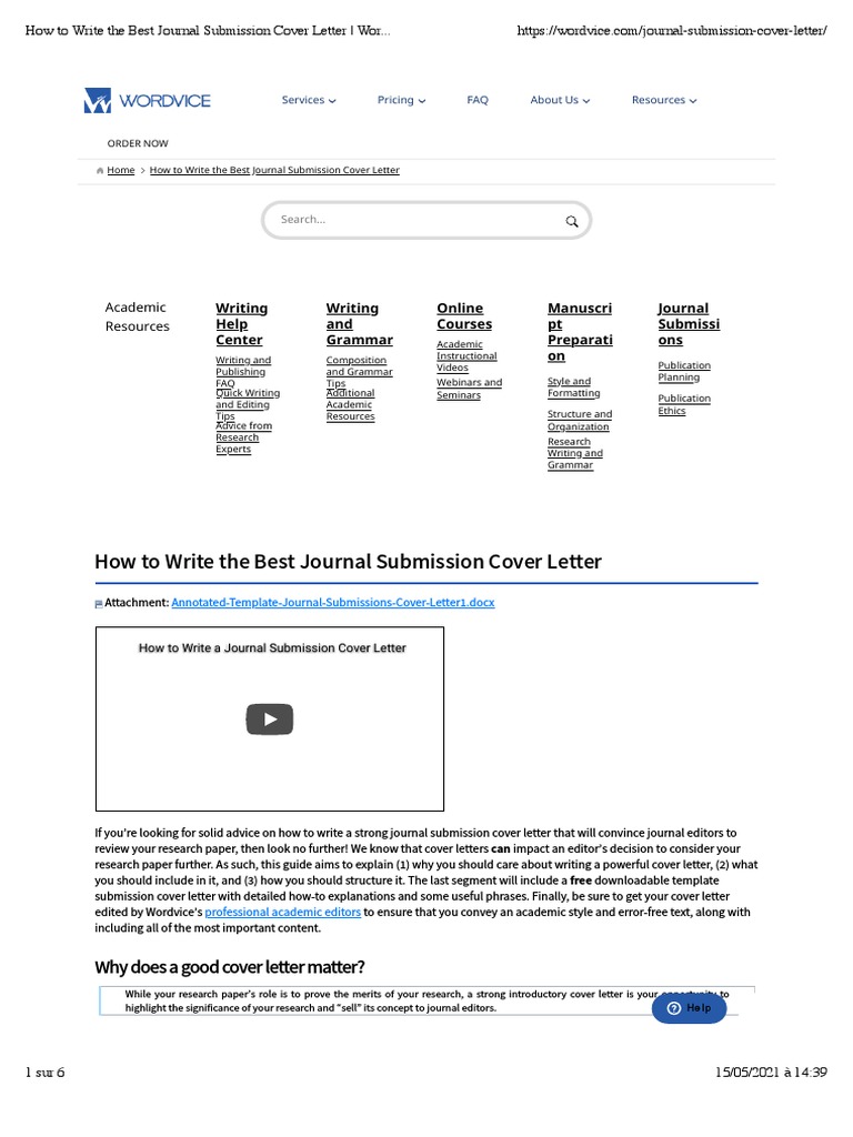 How To Write The Best Journal Submission Cover Letter - Wordvice | PDF ...