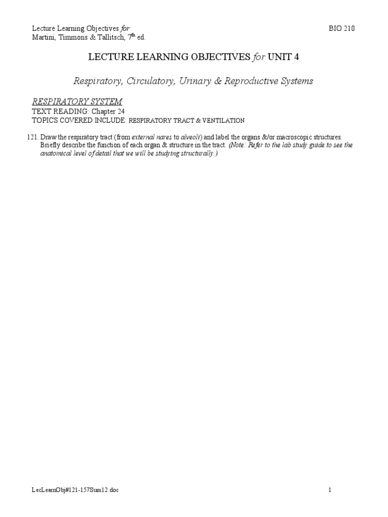 Weeks 12-16 Learning Objectives | PDF | Capillary | Heart