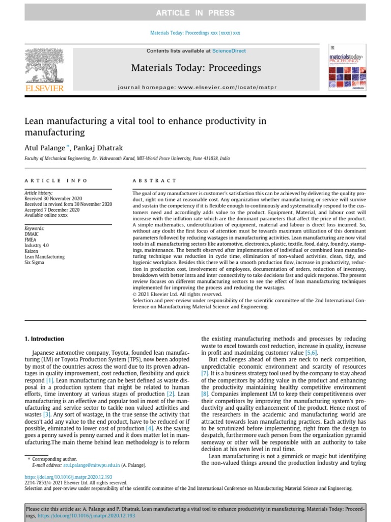 Lean Manufacturing for Enhanced Productivity | PDF | Lean Manufacturing ...