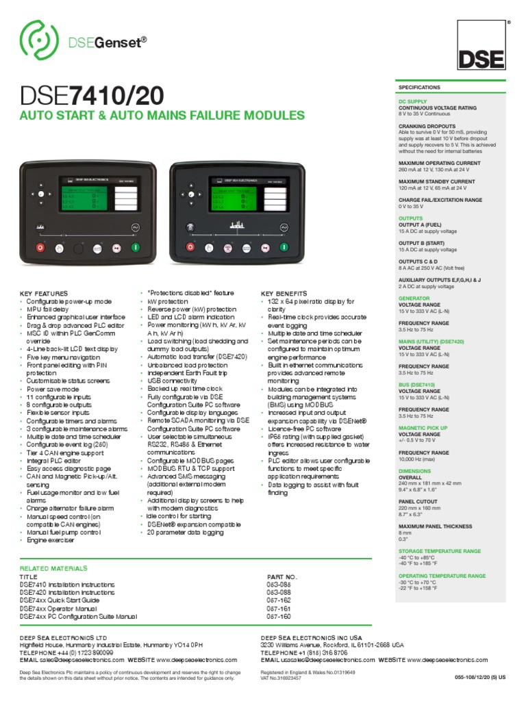 Dse7310 20 Mkii Data Sheet Us | PDF | Programmable Logic Controller ...
