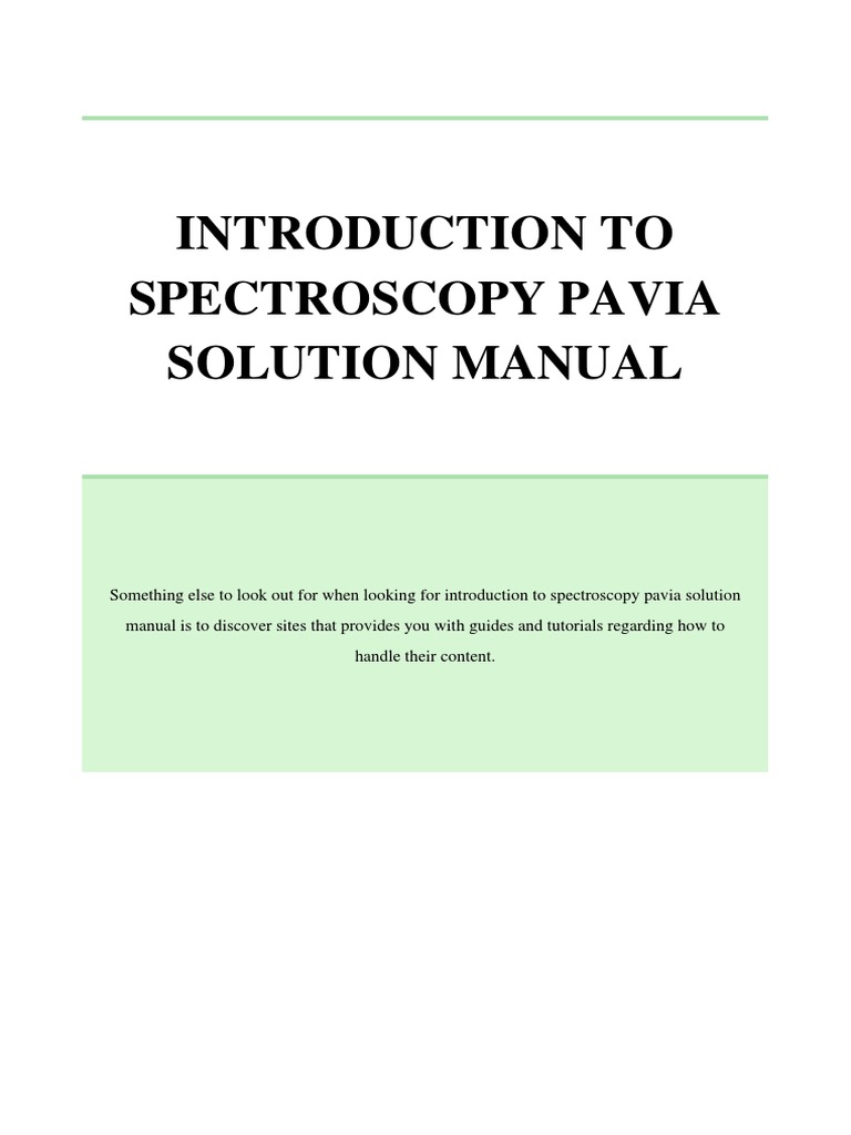 Introduction To Spectroscopy Pavia Solution Manual | PDF | Infrared ...
