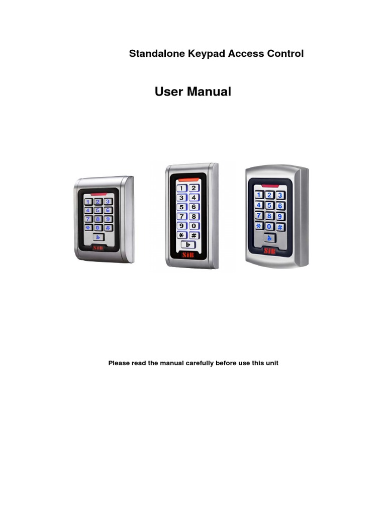 User Manual: Standalone Keypad Access Control | PDF | Personal Identification Number | Relay