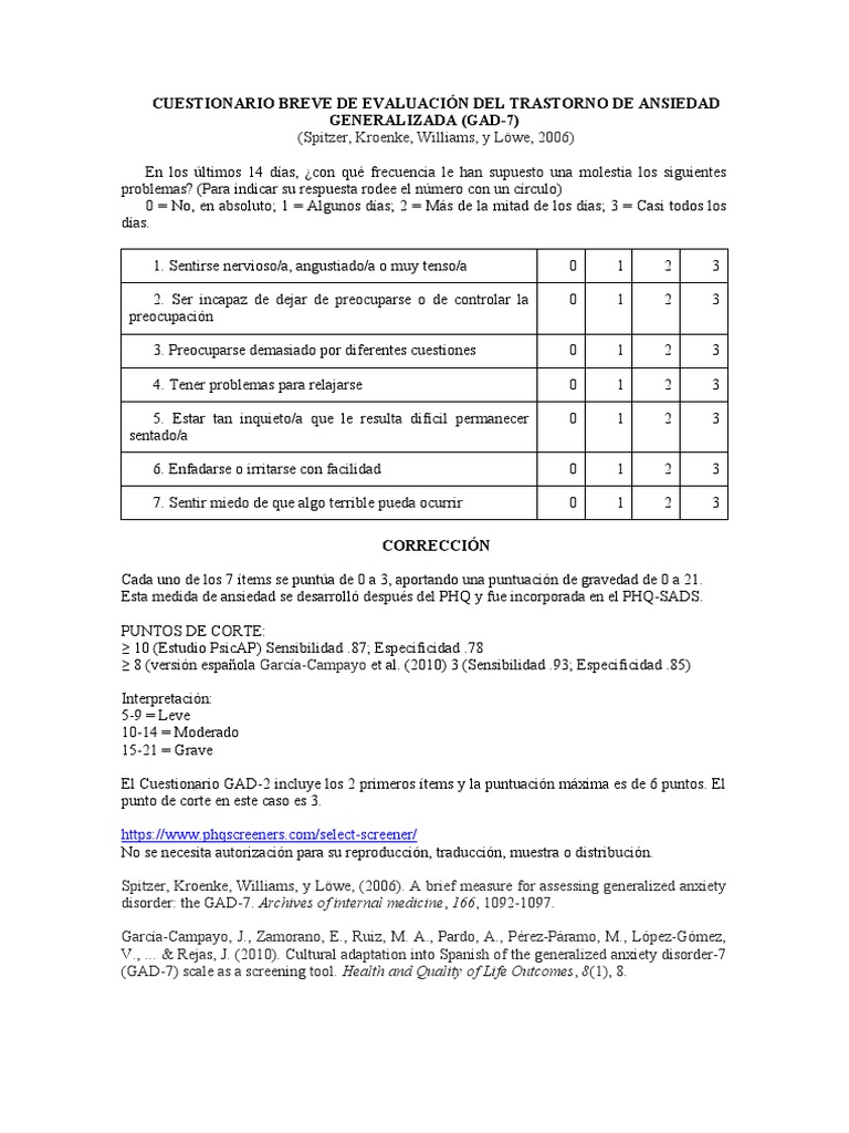 GAD-7 Interpretación | PDF