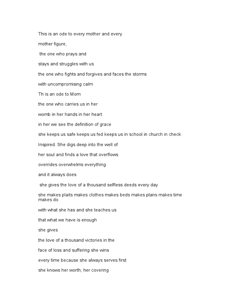 This Is An Ode To Every Mother Poem | PDF | Love