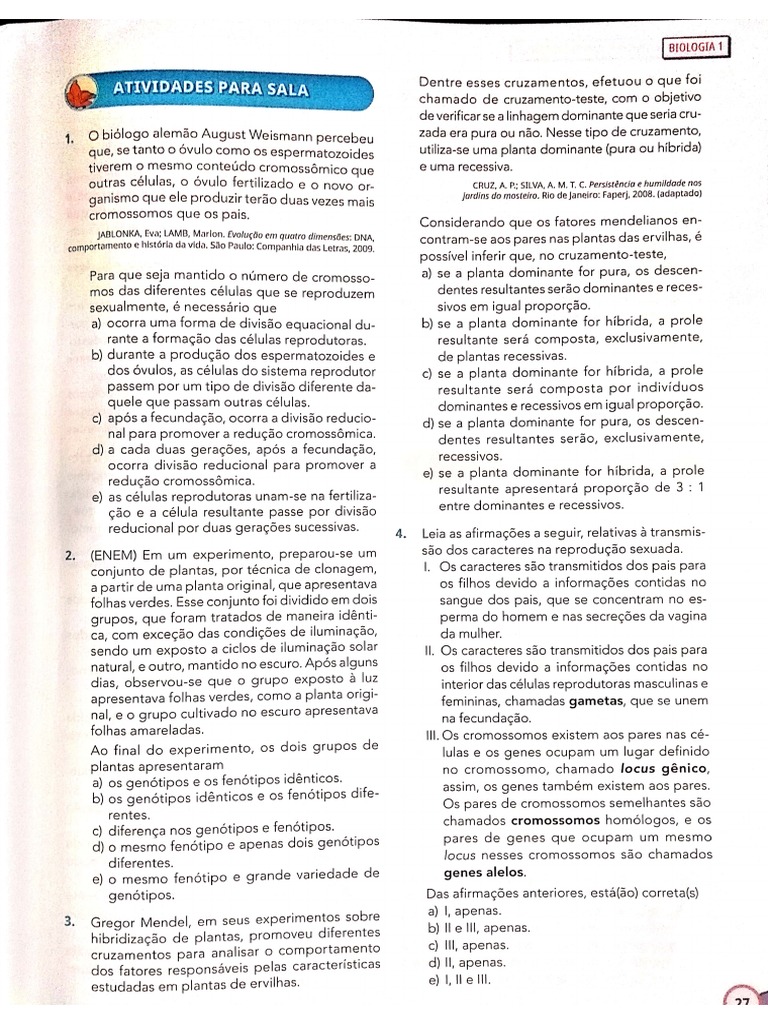 Redescoberta de Meldel Mono-Hibridismo - Atividade Módulo Paginas 27 A ... Redescoberta de Meldel Mono-Hibridismo - Atividade Módulo Paginas 27 A ...