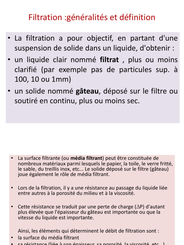 Généralités sur la filtration | PDF | Filtration | Génie chimique