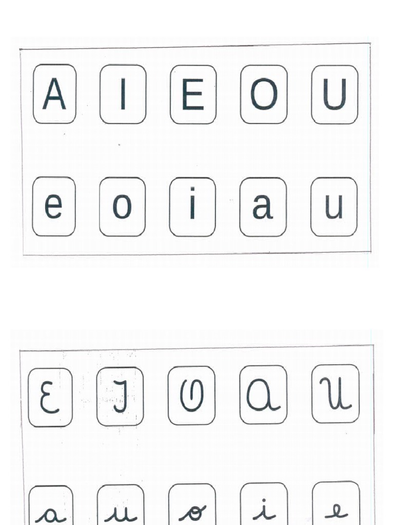 Vocales en Imprenta y Manuscrita Como Tarjetas | PDF