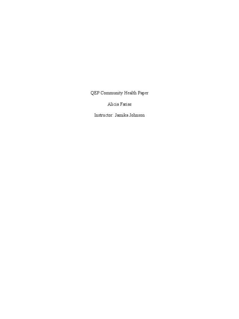 QEP Community Health Paper | PDF | Race And Ethnicity In The United ...