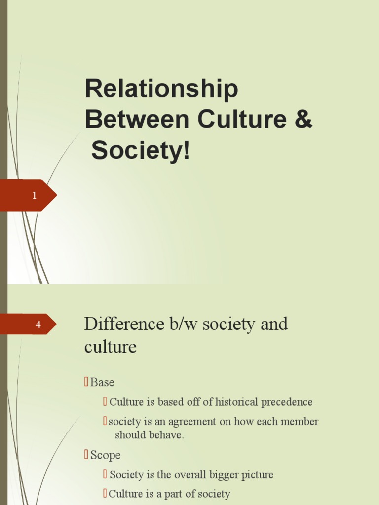 Relationship Between Culture and Society | PDF | Material Culture ...