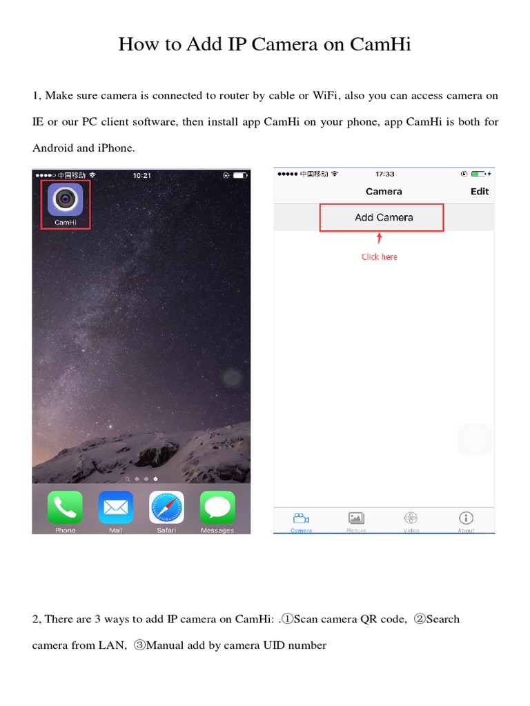 CamHi Add IP Camera | PDF