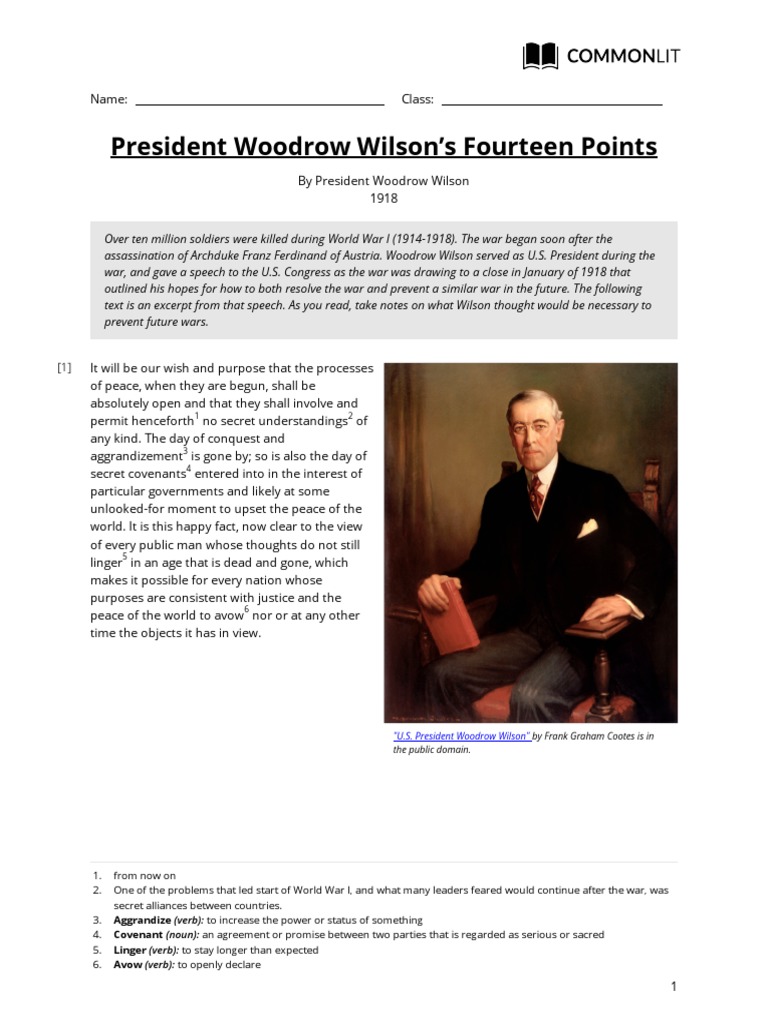 Woodrow Wilson 14 Points