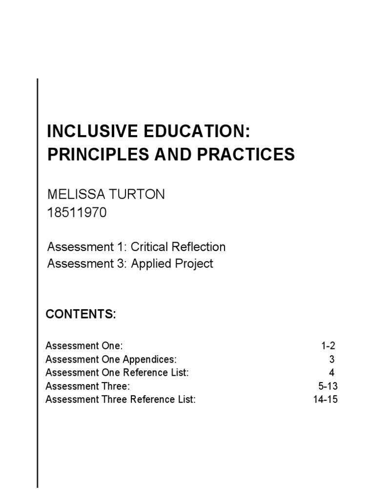 Inclusive Education Assessments 1 3 | PDF | Inclusion (Education ...