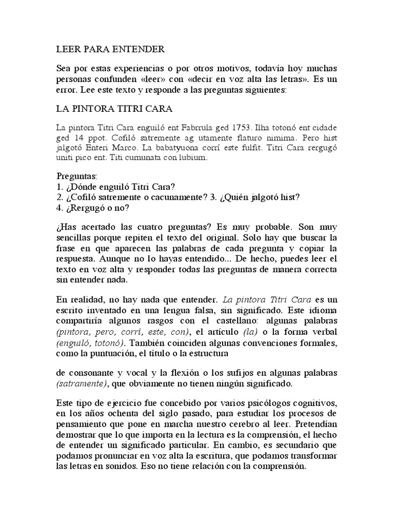 Leer para Entender | PDF