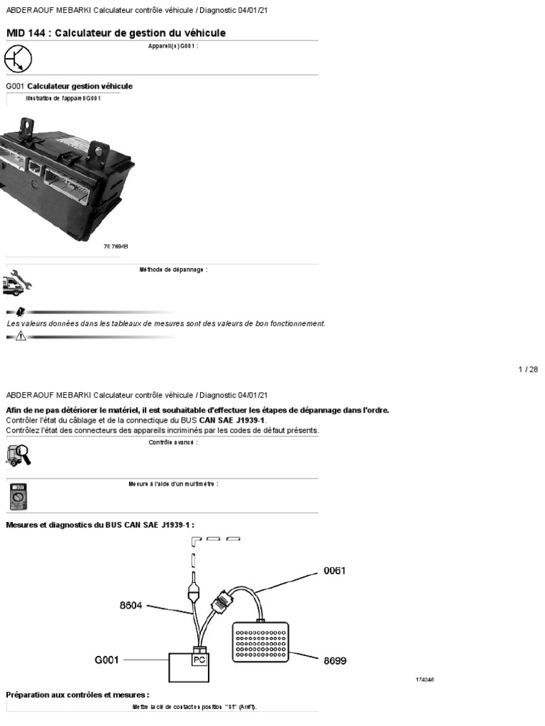 Diagnostic MID 144 : Gestion véhicule | PDF | Connectique | Électronique