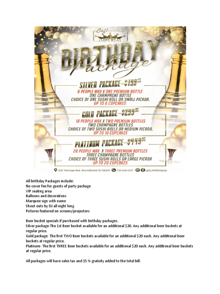 Birthday Packages | PDF