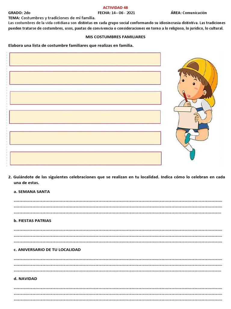 Costumbres y Tradiciones de Mi Familia | PDF