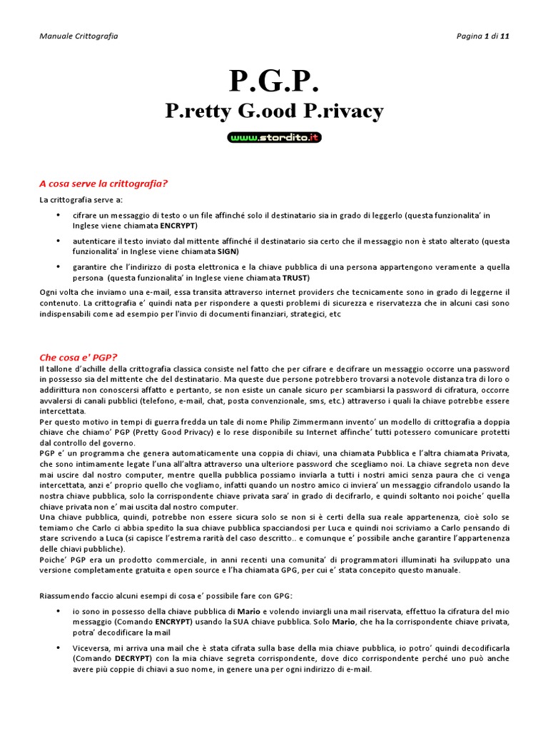 Manuale Crittografia PGP e GPG | PDF