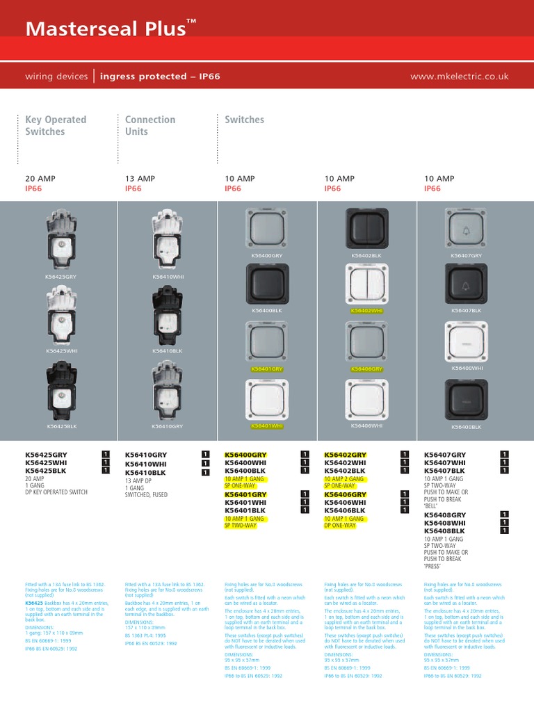 Masterseal Plus: Ingress Protected - IP66 | PDF | Components ...