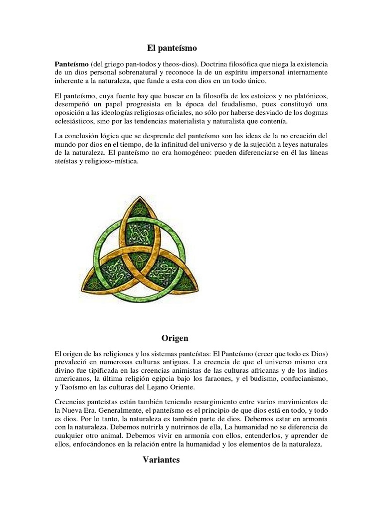 El Panteísmo | PDF | Panteísmo | Metafísica