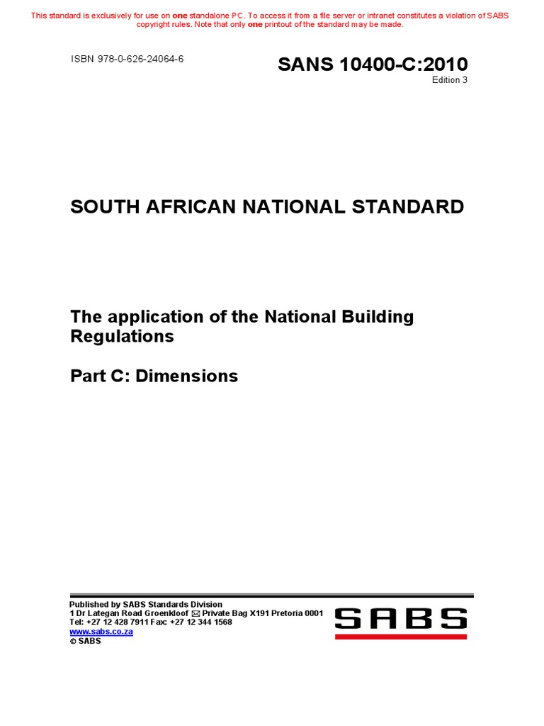 SANS 10400-C:2010: The Application of The National Building Regulations ...