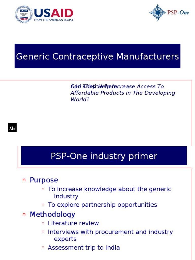 Generic Contraceptives in Developing Markets | PDF | Birth Control ...