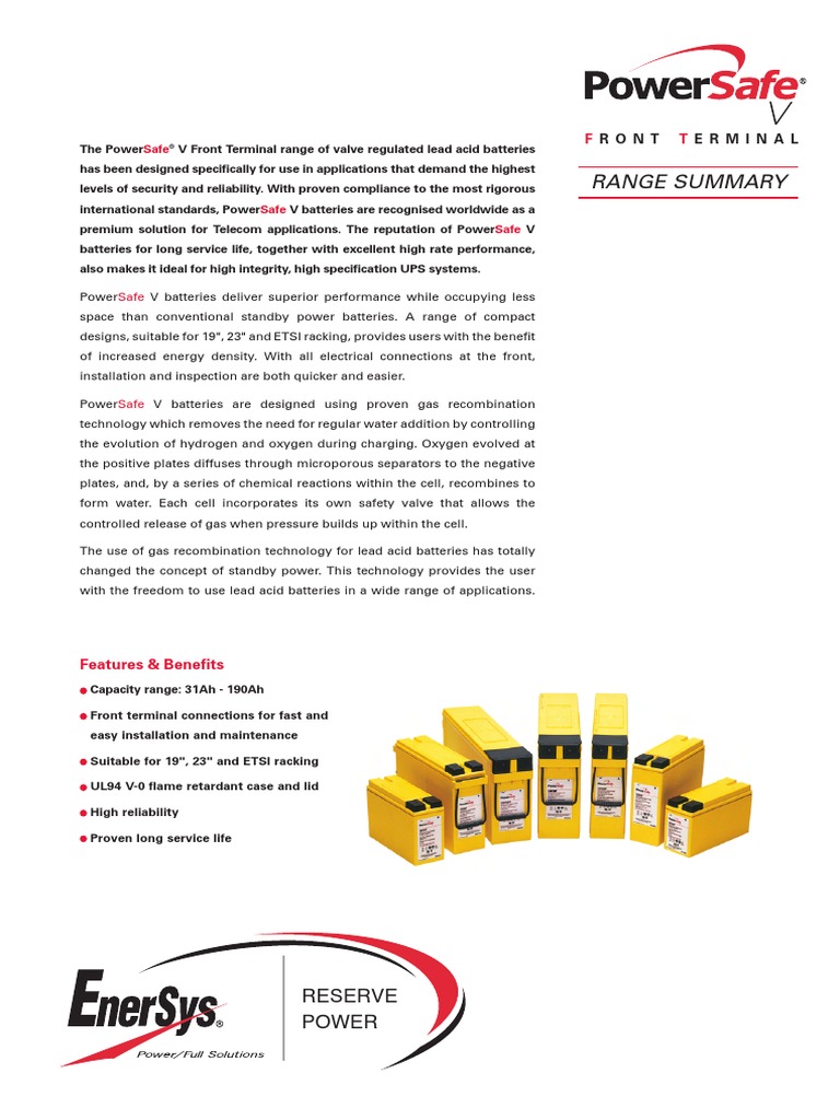 Bateria Power V Safe 12v190f | PDF | Manufactured Goods | Chemistry