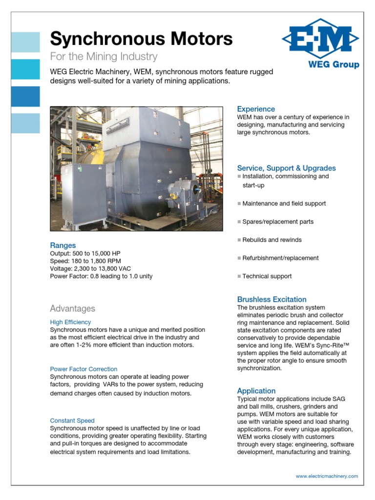 WEG Synchronous Motors For The Mining Industry 500.3 Brochure English ...