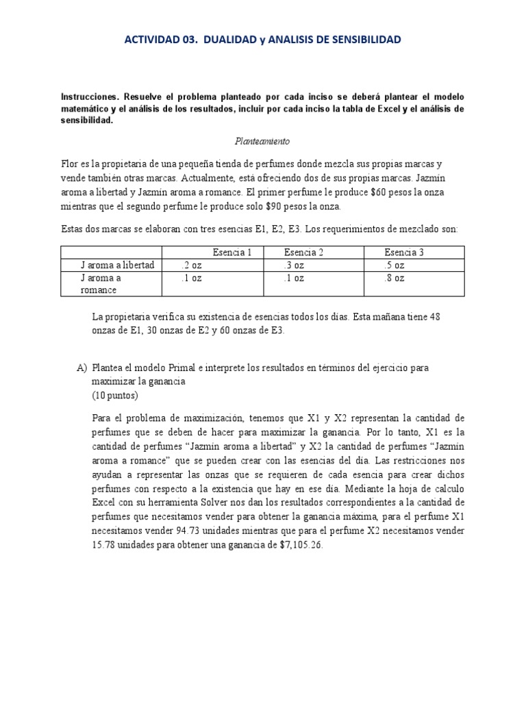 Investigación de Operaciones Problema Dual Resuelto Con SOLVER | PDF | Enseñanza de matemática ...