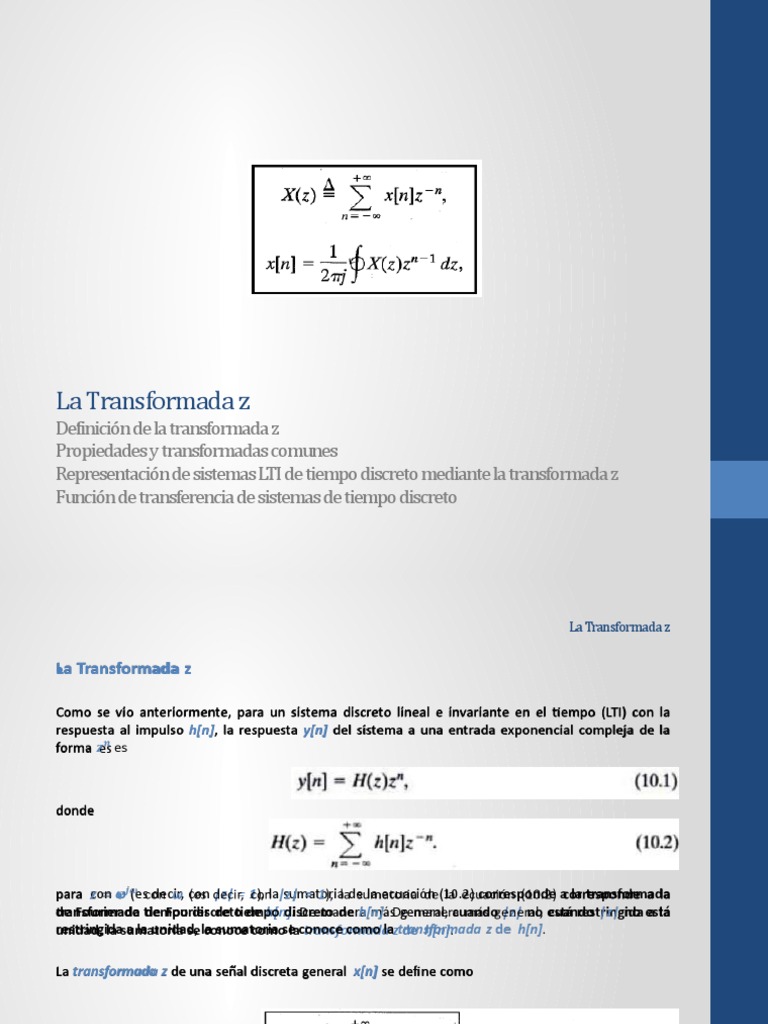 Transformada Z | PDF | Ecuaciones | Integral