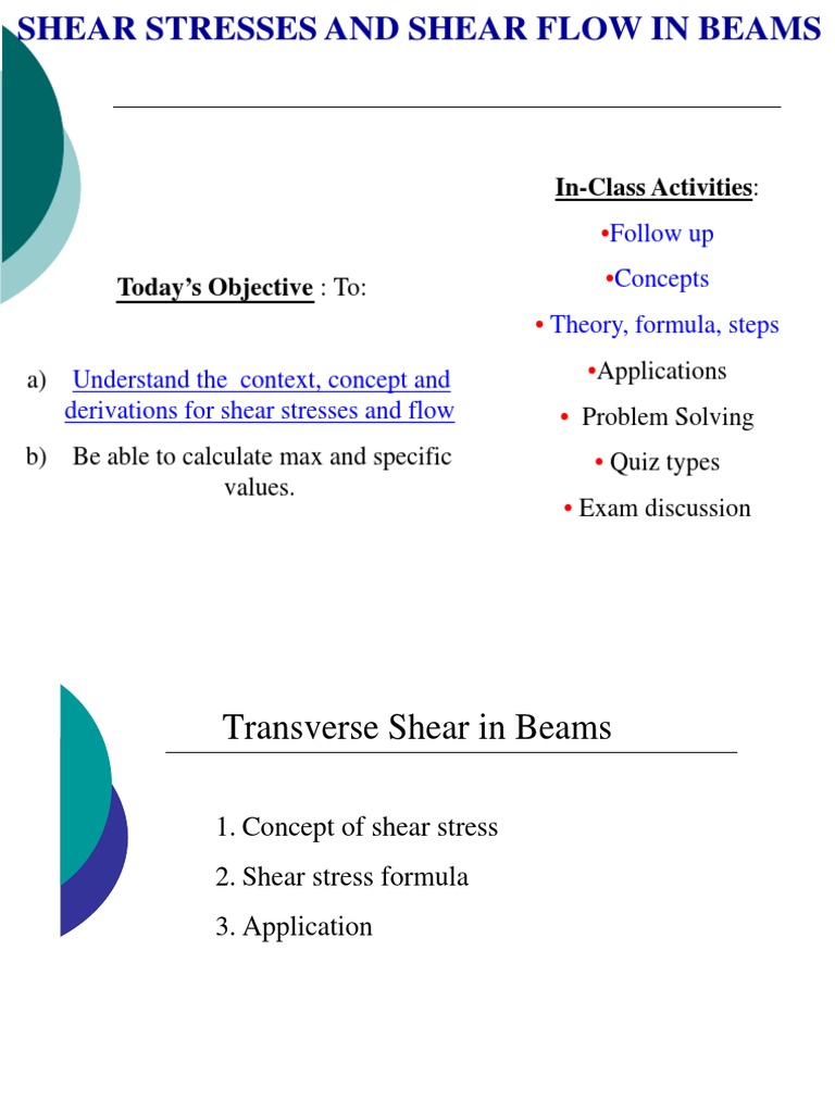 Lec 09 - Shear Stresses and Shear Flow in Beams | Download Free PDF ...