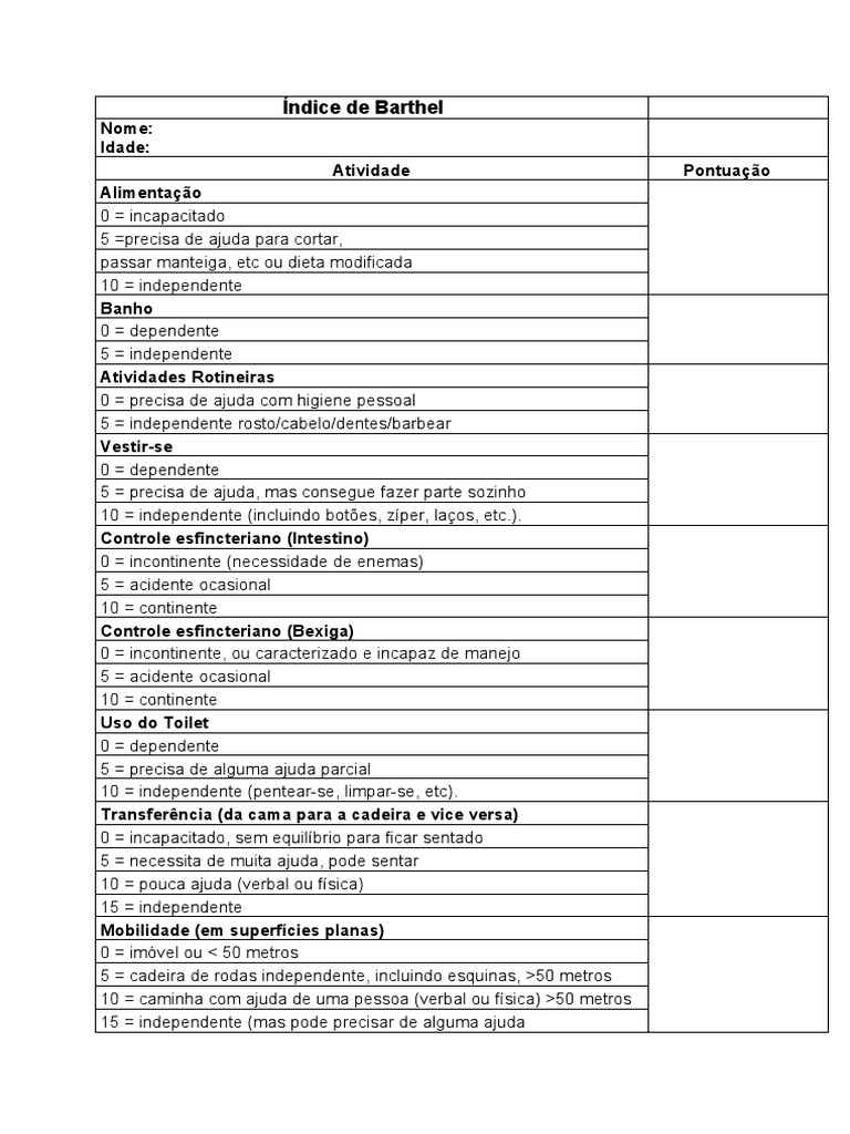Índice de Barthel AVD | PDF