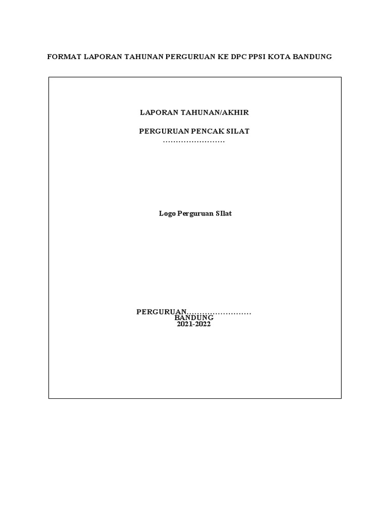 Format Laporan Tahunan Perguruan Ke DPC Ppsi Kota Bandung | PDF