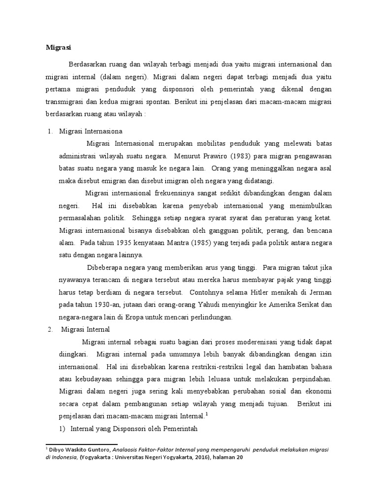 Jenis Jenis Migrasi | PDF