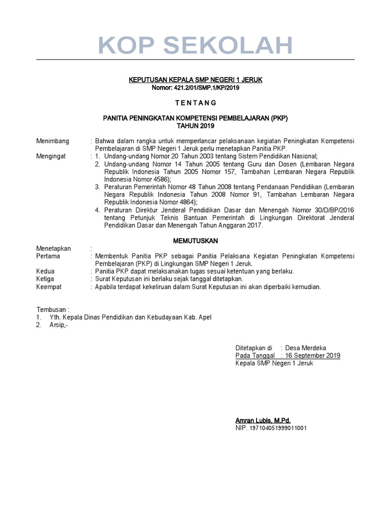 Contoh SK, Workshop. | PDF