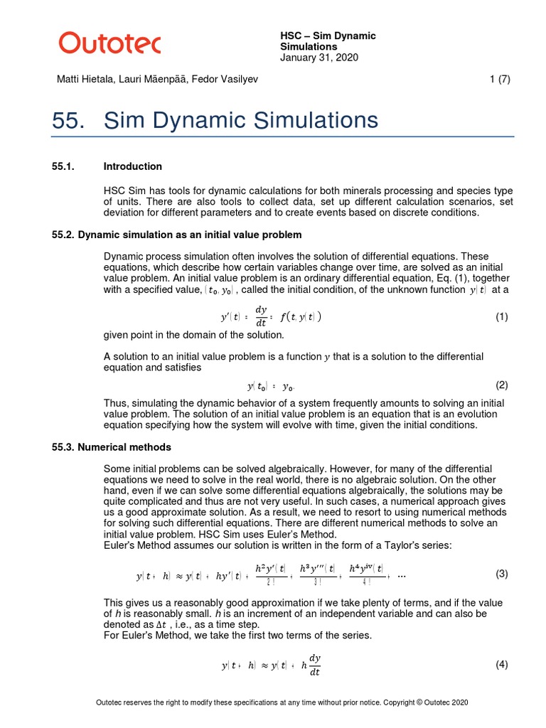 55 Sim Dynamic Simulations | PDF | Equations | Ordinary Differential ...