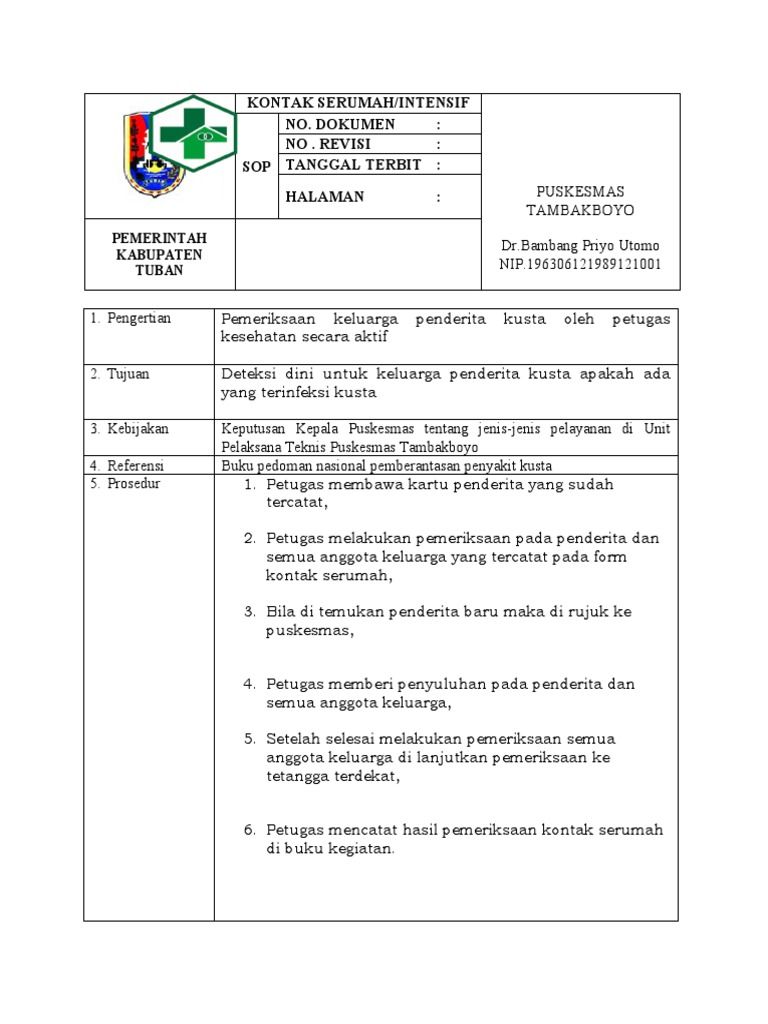 Sop Kontak Serumah Intensif | PDF