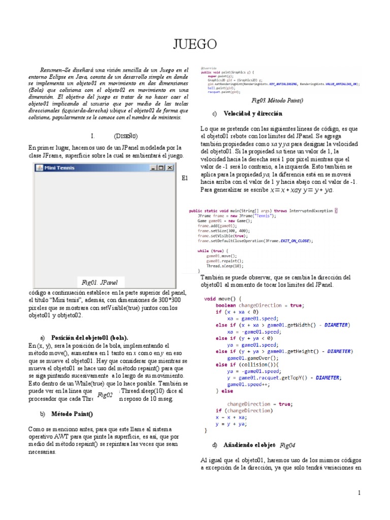 Juego Java | PDF | Java (lenguaje de programación) | Velocidad