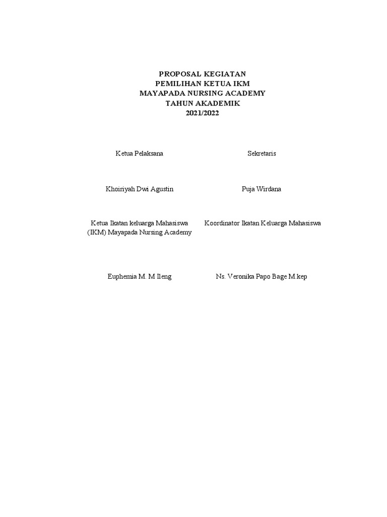 PROPOSAL KEGIATAN Pemilihan Ketua Ikm | PDF