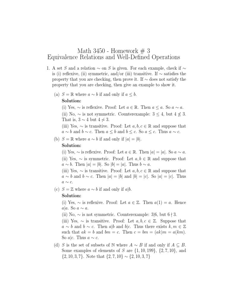 hw3 Solutions | PDF | Mathematical Relations | Algebra