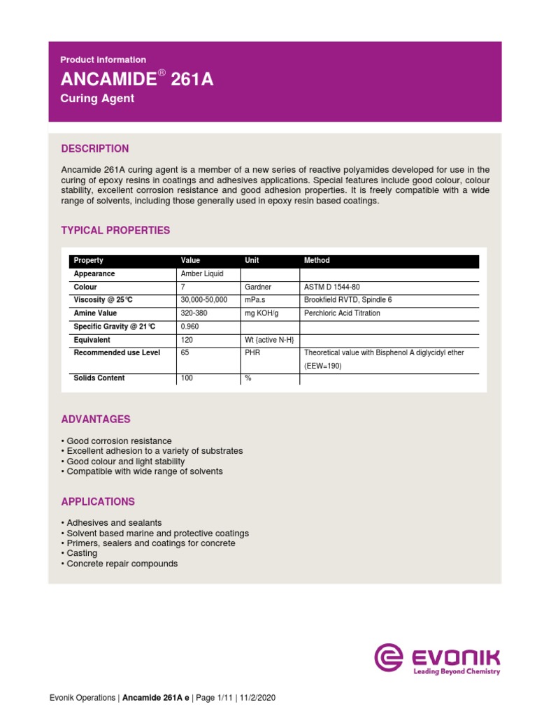 Ancamide 261A e | PDF | Epoxy | Adhesive