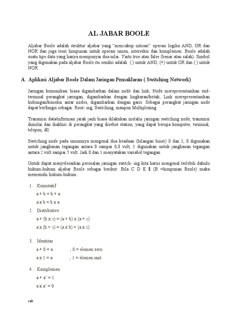 Materi Al Jabar Boole | PDF
