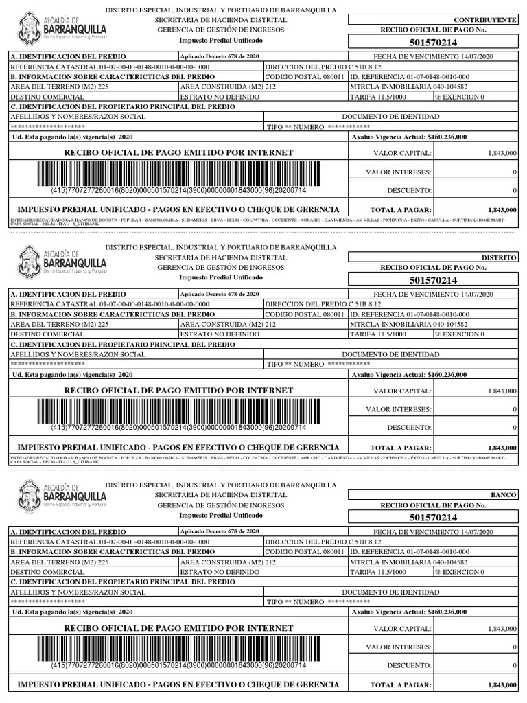 Recibo de Predial | PDF | Finanzas del gobierno | Impuestos