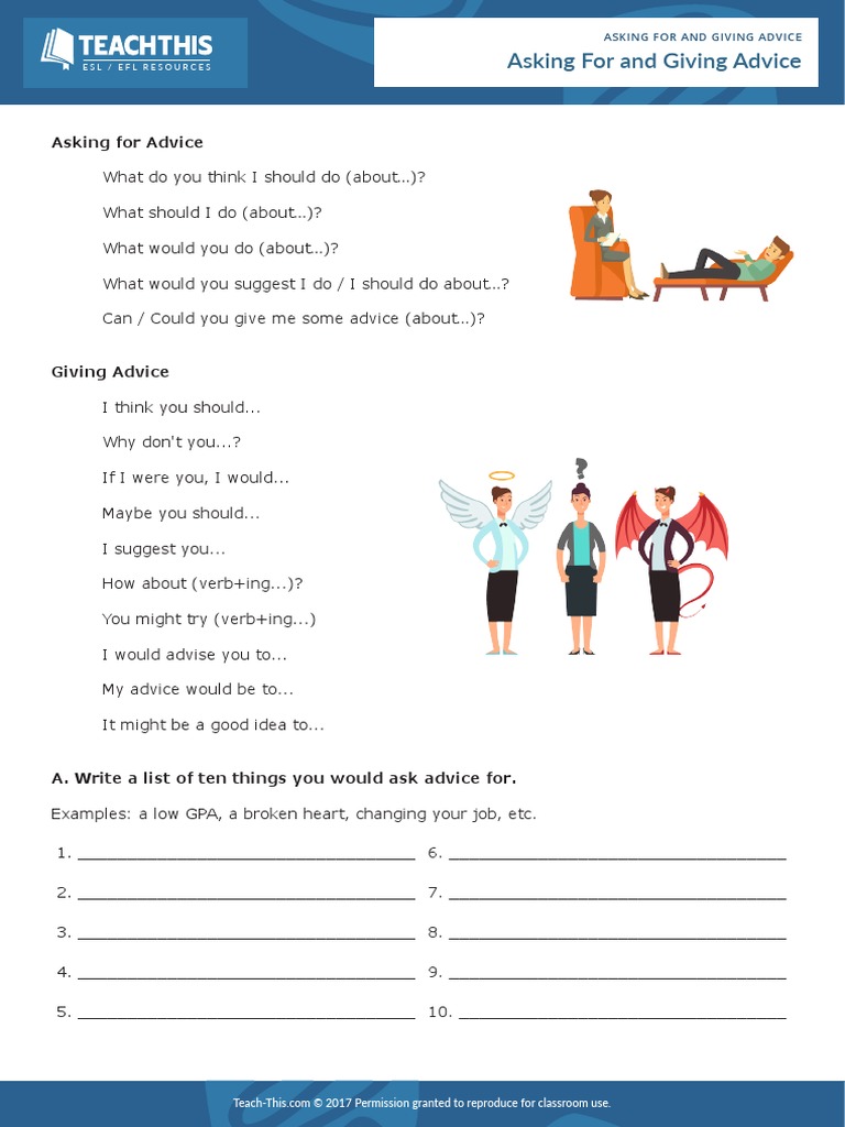 Asking For and Giving Advice | PDF
