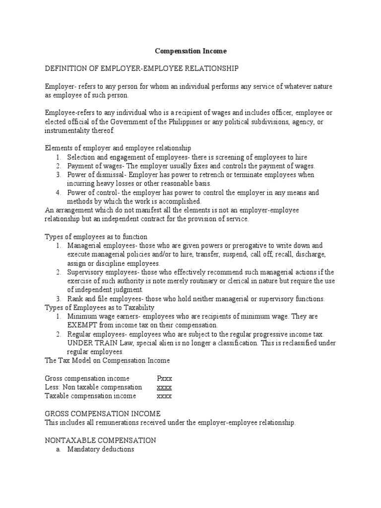 Compensation Income Part 1 | PDF | Employee Benefits | Payroll Tax