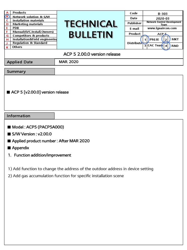 Technical Bulletin: ACP 5 2.00.0 Version Release | PDF | Information ...